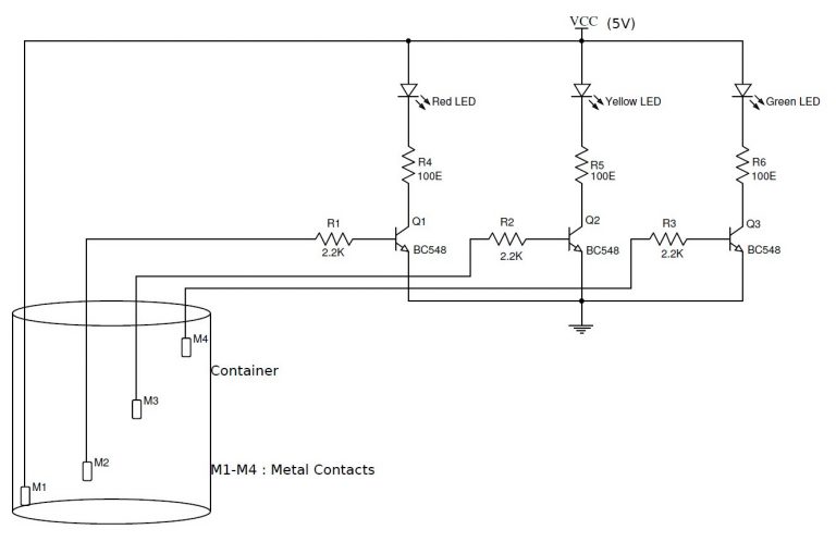 Simple Water Level Indicator with Alarm (3 Tested Circuits)
