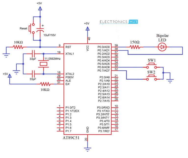 How Bipolar LED Driver Circuit using Microcontroller Works?