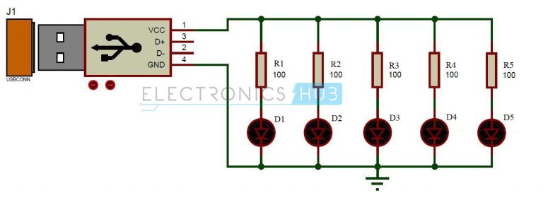 USB LED Lamp Circuit | 5v USB Light for Laptop