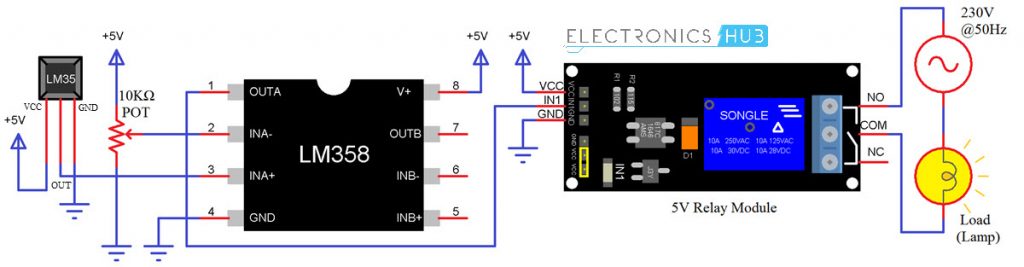 ELECTRONICS IDEA: Temperature Controlled Switch using LM35, LM358