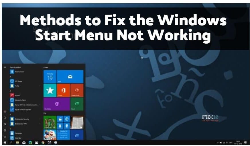 Fix Windows Start Menu Not Working